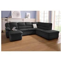 Wohnlandschaft COTTA "Casino U-Form" Sofas Gr. B/H/T: 313cm x 98cm x 95cm, NaturLEDER, Ottomane rechts, ohne Bettfunktion, schwarz wahlweise mit Bettfunktion