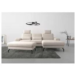 Sit & More Ecksofa SIT&MORE "Cinturo L-Form" Sofas Gr. B/H/T: 283 cm x 91 cm x 175 cm, Luxus-Microfaser Euphoria, mega-Recamiere rechts, inklusive Sitztiefenverstellung-inklusive Federkern, grau (elephant) inklusive Sitztiefenverstellung und Federkern, Sitzhöhe 48 cm