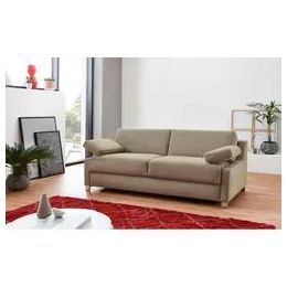 Schlafsofa Bali "Viola" Sofas Gr. 160cm x 200cm, Kaltschaummatratze, Basic: Gitterrostunterfederung mit Kaltschaummatratze, beige mit Seitenkissen