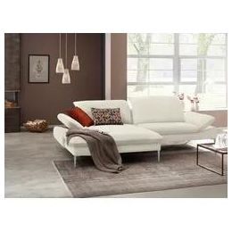 Ecksofa W.Schillig "enjoy&MORE" Sofas Gr. B/H/T: 294cm x 87cm x 185cm, Longlife Xtra-Leder Z59, Recamiere links, mit Kopfteilverstellung-mit Armlehnenverstellung-mit Sitztiefenverstellung, weiß (weiß z59) mit Sitztiefenverstellung, Füße Chrom glänzend, Breite 294 cm