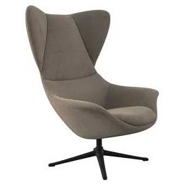 Ohrensessel FLEXLUX "Stilo Relaxsessel, TV-Sessel" Sessel Gr. Struktur, B/H/T: 90cm x 115cm x 88cm, braun (taupe brown) Solitär, Stil-Ikone, drehbar, Fuß schwarz