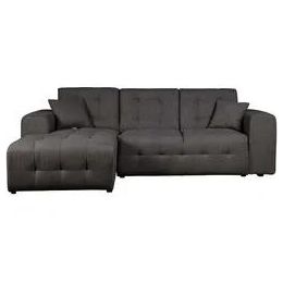 Ecksofa Home Affaire "Nosia L-Form" Sofas Gr. B/H/T: 234cm x 85cm x 163cm, Material, Recamiere links, grau (dunkelgrau) incl. 2 Zierkissen, mit feiner Steppung