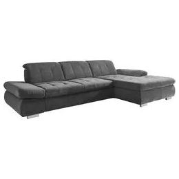 Ecksofa DIE PLANBAR "MP-IN17004 L-Form" Sofas Gr. B/H/T: 331cm x 84cm x 124cm, Chenille, Ottomane rechts, Kopfteilverstellung-Sitztiefenverstellung, grau (anthrazit) wahlweise mit Funktion, Federkern