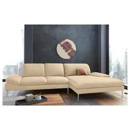 Ecksofa W.Schillig "enjoy&MORE" Sofas Gr. B/H/T: 340cm x 87cm x 185cm, Stoff S37, Recamiere rechts, mit Kopfteilverstellung-mit Armlehnenverstellung-mit Sitztiefenverstellung, beige (sahara s37) mit Sitztiefenverstellung, Füße silber matt, Breite 340 cm