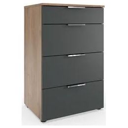 Schubkastenkommode wimex "Level by fresh to go" Sideboards Gr. B/H/T: 54cm x 84cm x 41cm, 4 St., schwarz (front graphit/ korpus plankeneiche nachbildung) 4 Schubladen mit soft-close Funktion, 54cm breit, 84cm hoch