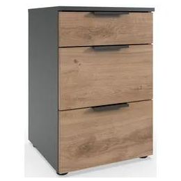 Nachtkommode wimex "Level by fresh to go" Sideboards Gr. B/H/T: 41cm x 61cm x 41cm, 3 St., schwarz (front plankeneiche nachbildung/ korpus graphit) 3 Schubladen mit soft-close Funktion, 41cm breit, 61cm hoch