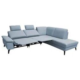 Ecksofa Alina Sofas Gr. B/H/T: 243cm x 118cm x 210cm, Struktur GBA, Ottomane rechts, mit Relaxfunktion, blau (hellblau gba 6) inkl. Kopfstützen, wahlweise mit Relaxfunktion, Breite: 243 cm