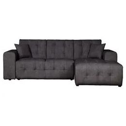 Ecksofa Home Affaire "Nosia L-Form" Sofas Gr. B/H/T: 234cm x 85cm x 163cm, Samtoptik, Recamiere rechts, schwarz incl. 2 Zierkissen, mit feiner Steppung