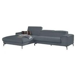 Ecksofa W.Schillig "piedroo" Sofas Gr. B/H/T: 303cm x 70cm x 193cm, Longlife Xtra-Leder Z69, Longchair links, mit Kopfteilverstellung-ohne Sitztiefenverstellung, blau (blue z69) Kopfteilverstellung, wahlweise mit Sitztiefenverstellung, Breite 303cm