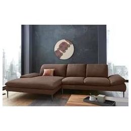 Ecksofa W.Schillig "enjoy&MORE" Sofas Gr. B/H/T: 340cm x 87cm x 185cm, Stoff S37, Recamiere links, mit Kopfteilverstellung-mit Armlehnenverstellung-mit Sitztiefenverstellung, braun (espresso s37) Sitztiefenverstellung, Füße schwarz pulverbeschichtet, Breite 340 cm