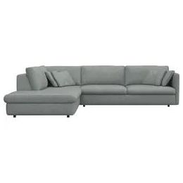 Ecksofa FLEXLUX "Lovane" Sofas Gr. B/H/T: 328cm x 84cm x 272cm, Bouclé, lange Ottomane links, blau (sky blau) Weich & anschmiegsam, große Sitztiefe auf Kaltschaum, Dekokissen inkl.