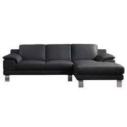 Ecksofa Egoitaliano "Shakira, Design und super Sitzkomfort auf hohem Niveau, tolle Details" Sofas Gr. B/H/T: 236cm x 84cm x 152cm, Leder BULL, Recamiere rechts, schwarz mit Recamiere, L-Form, edle Füße