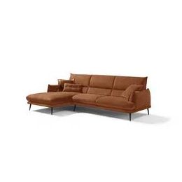 Ecksofa Egoitaliano "FUNNY, hochwertiges und aktuelles Design, bequeme Rückenlehne" Sofas Gr. B/H/T: 265cm x 90cm x 225cm, Microfaser, Recamiere links, bunt (brick) hochwertiger Sitzkomfort, L-Form