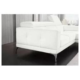 Ecksofa Egoitaliano "Claudie, Designsofa mit extrakomfortablem Sitzkomfort" Sofas Gr. B/H/T: 268cm x 97cm x 226cm, Leder BULL, Recamiere rechts, mit Kopfteilverstellung, weiß Inkl. Kopfteilverstellung, L-Form