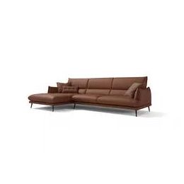 Ecksofa Egoitaliano "FUNNY, hochwertiges und aktuelles Design, bequeme Rückenlehne" Sofas Gr. B/H/T: 265 cm x 90 cm x 225 cm, Leder, Recamiere links, braun (erdbraun) hochwertiger Sitzkomfort, L-Form