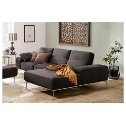 Ecksofa W.Schillig "run" Sofas Gr. B/H/T: 299 cm x 88 cm x 178 cm, Longlife Xtra-Leder Z73, Recamiere rechts, mit Sitztiefenverstellung, braun (mocca z73) mit elegantem Holzsockel, Füße in Silber matt, Breite 299 cm