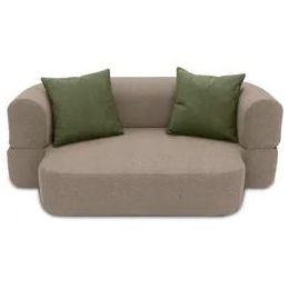 Schlafsofa Inosign "Denair oval Federkern" Sofas Gr. B/H/T: 208cm x 78cm x 115cm, Flachgewebe, grau (taupe) 2-Sitzer durch Klappen verwandeln in eine Liegefläche