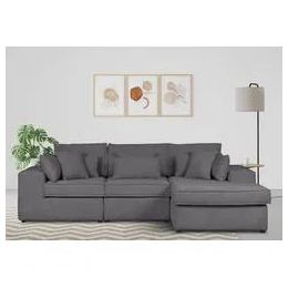 Ecksofa RAUM.ID "Florid L-Form" Sofas Gr. B/H/T: 280cm x 75cm x 162cm, Cord, Ottomane rechts, grau 3 Teile, bestehend aus Modulen, viele Bezugsqualitäten, auch in Cord