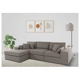 Ecksofa RAUM.ID "Florid L-Form" Sofas Gr. B/H/T: 280cm x 75cm x 162cm, Struktur fein, Ottomane links, beige (natur) 3 Teile, bestehend aus Modulen, viele Bezugsqualitäten, auch in Cord