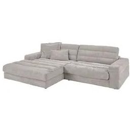 Ecksofa 3C Candy "Stripes Mega-Sofa, bequem und komfortabel, L-Form", grau, B:296cm H:83cm T:205cm, 88% Polyester, 12% Polyacryl, Sofas, Lose Rückenkissen, mit feiner Quersteppung, Cord-Bezug