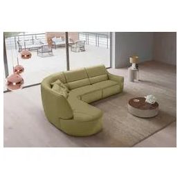 Ecksofa Egoitaliano "Puffy" Sofas Gr. B/H/T: 330cm x 88cm x 205cm, Leder BULL, Ottomane links, Ohne Relaxfunktion, grün (pistazie) mit Ottomane, wahlweise und ohne elektrischer Relaxfunktion