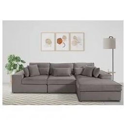 Ecksofa RAUM.ID "Florid L-Form" Sofas Gr. B/H/T: 280cm x 75cm x 162cm, Struktur, Ottomane rechts, grau (taupe) 3 Teile, bestehend aus Modulen, viele Bezugsqualitäten, auch in Cord