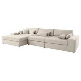 Ecksofa RAUM.ID "Enid L-Form" Sofas Gr. B/H: 360cm x 75cm, Struktur, Ottomane links, beige 3 Teile, bestehend aus Modulen, in vielen Bezügen, auch Breitcord