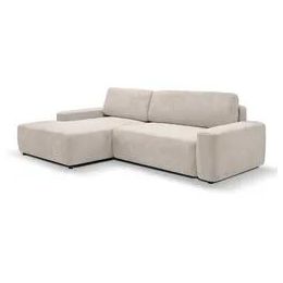 Ecksofa WERK2 "Bully L-Form" Sofas Gr. B/H/T: 264cm x 82cm x 162cm, Struktur weich, Recamiere links, Schlaffunktion und Bettkasten, beige (natur) Curvy Trend Ecksofa mit Schlaffunktion in weichem Cord