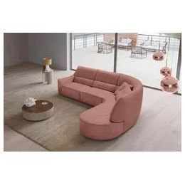 Ecksofa Egoitaliano "Puffy" Sofas Gr. B/H/T: 330cm x 88cm x 205cm, Luxus-Microfaser BLUSH, Ottomane rechts, Mit Relaxfunktion, braun (cedar wood) mit Ottomane, wahlweise und ohne elektrischer Relaxfunktion