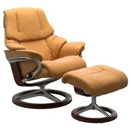 Relaxsessel stressless "Reno" Sessel Gr. Leder PALOMA, Signature Base Braun-M, B/H/T: 83cm x 100cm x 76cm, gelb (honey) mit Signature Base, Größe S, M & L, Gestell Braun