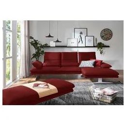 Ecksofa W.Schillig "broadway" Sofas Gr. B/H/T: 291cm x 94cm x 164cm, Longlife Xtra-Leder Z59, Longchair rechts, mit Sitztiefenverstellung-mit Kopfteilverstellung-ohne Seitenteilverstellung, rot (ruby z59) Sitztiefenverstellung, Kopfteil- & Seitenteilverstellung, Breite 291cm