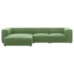 Ecksofa W.Schillig "around-the-block" Sofas Gr. B/H/T: 341cm x 66cm x 164cm, Longlife Xtra-Leder Z69, Longchair links, grün (green z69) mit eleganter Biese, Federkern, Breite 341 cm