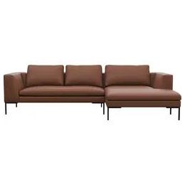 Ecksofa FLEXLUX "Loano" Sofas Gr. B/H/T: 298cm x 86cm x 169cm, Echtleder, Chaiselongue rechts, braun (old chestnut brown) modernes Sofa, frei im Raum stellbar, lose Kissen, Kaltschaum Sitz