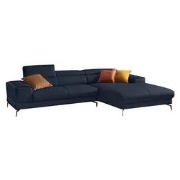 Ecksofa W.Schillig "piedroo" Sofas Gr. B/H/T: 303cm x 70cm x 193cm, Longlife Xtra-Leder Z59, Longchair rechts, mit Kopfteilverstellung-ohne Sitztiefenverstellung, blau (blau z59) Ecksofa Kopfteilverstellung, wahlweise mit Sitztiefenverstellung, Breite 303cm