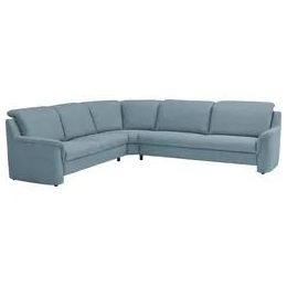 Ecksofa VILLA BECK "Garda L-Form" Sofas Gr. B/H/T: 245cm x 90cm x 91cm, Microfaser, langer Schenkel links, mit Kopfteilverstellung, blau (16 steel) inklusive Kopfteilverstellung, Stellmaß 277x245cm