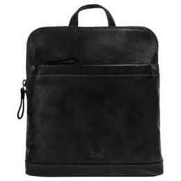 Cityrucksack Sansibar Gr. B/H/T: 24cm x 23cm x 7cm, schwarz Rucksäcke echt Leder