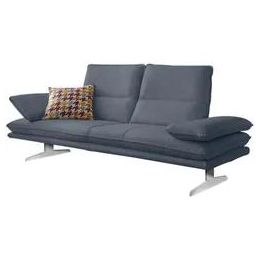 2,5-Sitzer W.Schillig "broadway" Sofas Gr. B/H/T: 236cm x 94cm x 96cm, Longlife Xtra-Leder Z69, Longchair links, mit Sitztiefenverstellung-ohne Kopfteilverstellung-ohne Seitenteilverstellung, blau (blau z69) Sitztiefenverstellung, Kopfteil- & Seitenteilverstellung, Breite 236cm