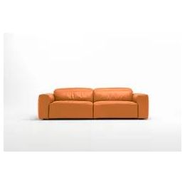 2,5-Sitzer Egoitaliano "Beverly, Designsofa mit erstklassigem Sitzkomfort und tollen Details" Sofas Gr. B/H/T: 242cm x 95cm x 109cm, Leder BULL, orange Breite 242 cm, verstellbare Kopfteile