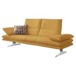 2,5-Sitzer W.Schillig "broadway" Sofas Gr. B/H/T: 236cm x 94cm x 96cm, Longlife Xtra-Leder Z69, Longchair links, mit Sitztiefenverstellung-ohne Kopfteilverstellung-mit Seitenteilverstellung, gelb (kurkuma z69) Sitztiefenverstellung, Kopfteil- & Seitenteilverstellung, Breite 236cm