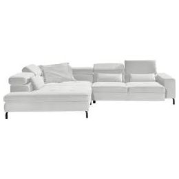 Ecksofa Gallery M BRANDED BY MUSTERRING "Felicia Due L-Form" Sofas Gr. B/H/T: 312cm x 82cm x 218cm, Leder BAX, Longchair links, mit motorischem Sitzvorzug, grau (hellgrau) Wahlweise mit Sitzvorzug, inkl. Kopfteilverstellung, Sitzhöhe 43 cm