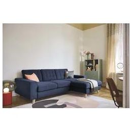 Ecksofa Tom Tailor HOME "Nordic Shift Chic" Sofas Gr. B/H/T: 308cm x 86cm x 180cm, Bouclé SCO, Recamiere rechts, ohne Bettfunktion und Bettkasten, blau (blue sco 46) wahlweise mit Bettfunktion und Bettkasten