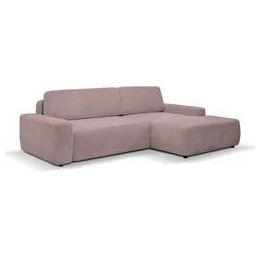 Ecksofa WERK2 "Bully L-Form" Sofas Gr. B/H/T: 264cm x 82cm x 162cm, Cord, Recamiere rechts, Schlaffunktion und Bettkasten, rosa (rose) Curvy Trend Ecksofa mit Schlaffunktion in weichem Cord