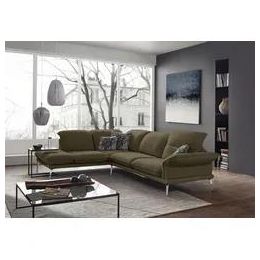 Ecksofa W.Schillig "sherry, Designsofa mit tollem Sitzkomfort, zeitlos und elegant, L-Form", grün (camouflage w82), B:302cm H:81cm T:230cm, Longlife Xtra-Leder Z69: Das feinnarbige, gedeckte Softleder Z69 besticht durch seine außergewöhnliche Weichheit im trendigen u00bbVintage-Looku00ab, Hautstärke 0, 9 - 1, 1 mm, Schlingenpolgewebe W82 (74% Polyacryl, 26% Polyester), Chenillegewebe V34 (52% Poly