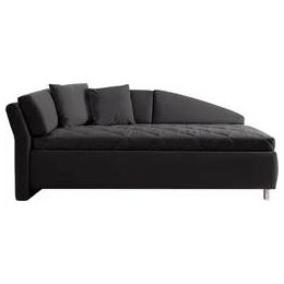 Schlafsofa Alina Sofas Gr. B/H/T: 223cm x 80cm x 102cm, Samtstoff TSV, Armlehne links, Armlehne links, schwarz (schwarzgrau tsv 10) Bettkasten, Zierkissen-Set aus: 2 Stk. 40x40cm, 1 30x30cm