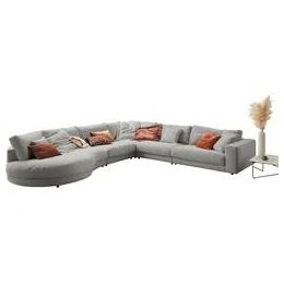 Ecksofa 3C Candy "Enisa II L-Form" Sofas Gr. B/H/T: 395cm x 86cm x 225cm, Flachgewebe, langer Schenkel links, weiß (silber) incl. 3 Flatterkissen, wahlweise mit Flecken-Schutz-Bezug Easy care