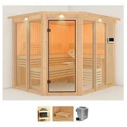 Karibu Sauna "Anike 3" Saunen 9-kW-Bio-Ofen mit externer Steuerung Gr. Bio-Kombiofen, externe Steuerung, 9 kW, beige (naturbelassen)