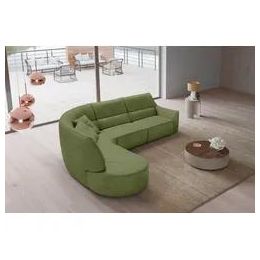 Ecksofa Egoitaliano "Puffy" Sofas Gr. B/H/T: 330cm x 88cm x 205cm, Luxus-Microfaser BLUSH, Ottomane links, Mit Relaxfunktion, grün (kiwi) mit Ottomane, wahlweise und ohne elektrischer Relaxfunktion