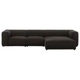 Ecksofa W.Schillig "around-the-block" Sofas Gr. B/H/T: 341cm x 66cm x 164cm, Longlife Xtra-Leder Z59, Longchair rechts, braun (braun z59) mit eleganter Biese, Federkern, Breite 341 cm