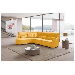 Ecksofa Egoitaliano "Puffy" Sofas Gr. B/H/T: 330cm x 88cm x 205cm, Leder BULL, Ottomane links, Ohne Relaxfunktion, gelb mit Ottomane, wahlweise und ohne elektrischer Relaxfunktion