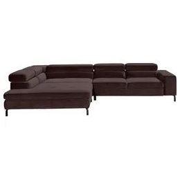 Ecksofa Gallery M BRANDED BY MUSTERRING "Felicia Due L-Form" Sofas Gr. B/H/T: 312 cm x 72 cm x 216 cm, Velours, mega-Recamiere links, mit Sitzvorzug motorisch, lila (purple) Wahlweise mit Sitzvorzug, inkl. Kopfteilverstellung, Sitzhöhe 43 cm